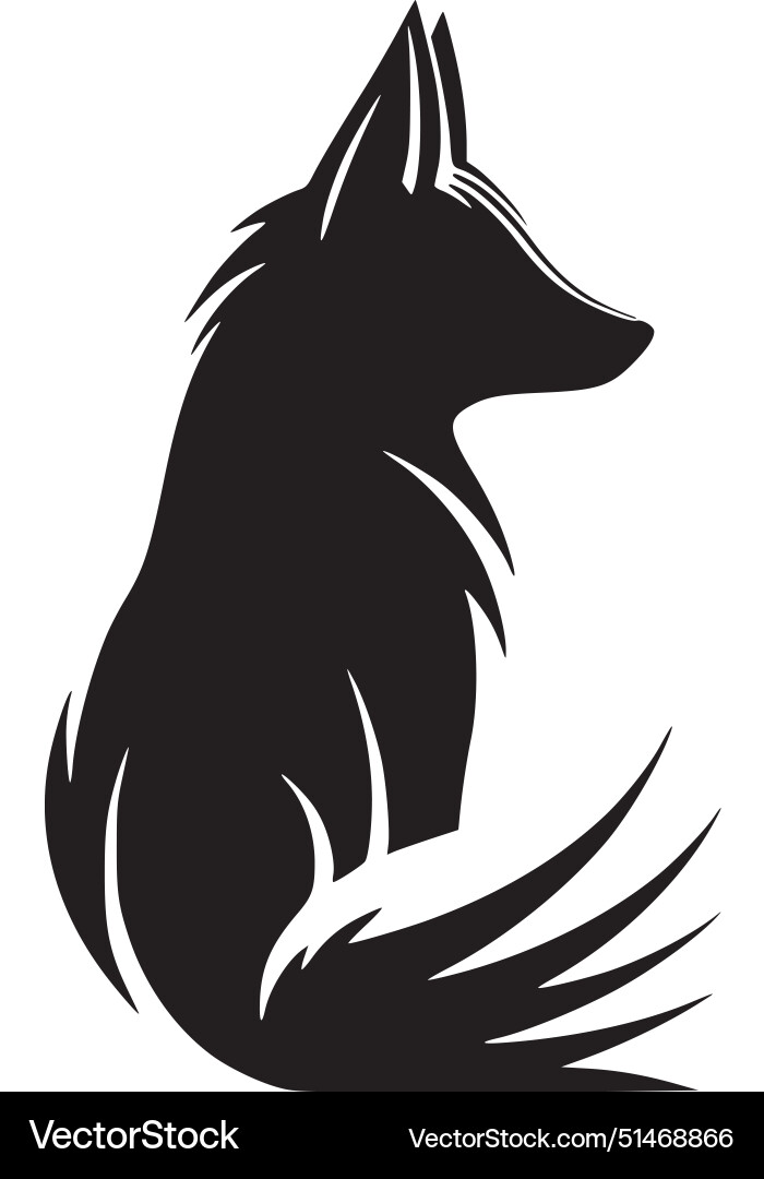 Fox - black and white Royalty Free Vector Image