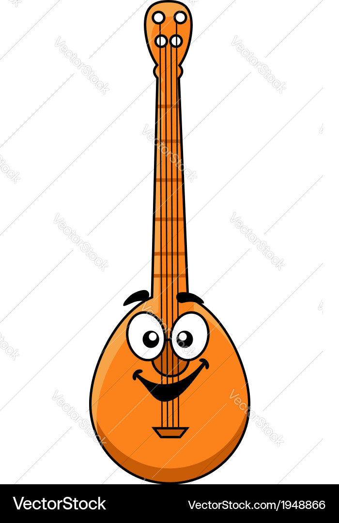 Fun cartoon banjo with a happy smiling face Vector Image