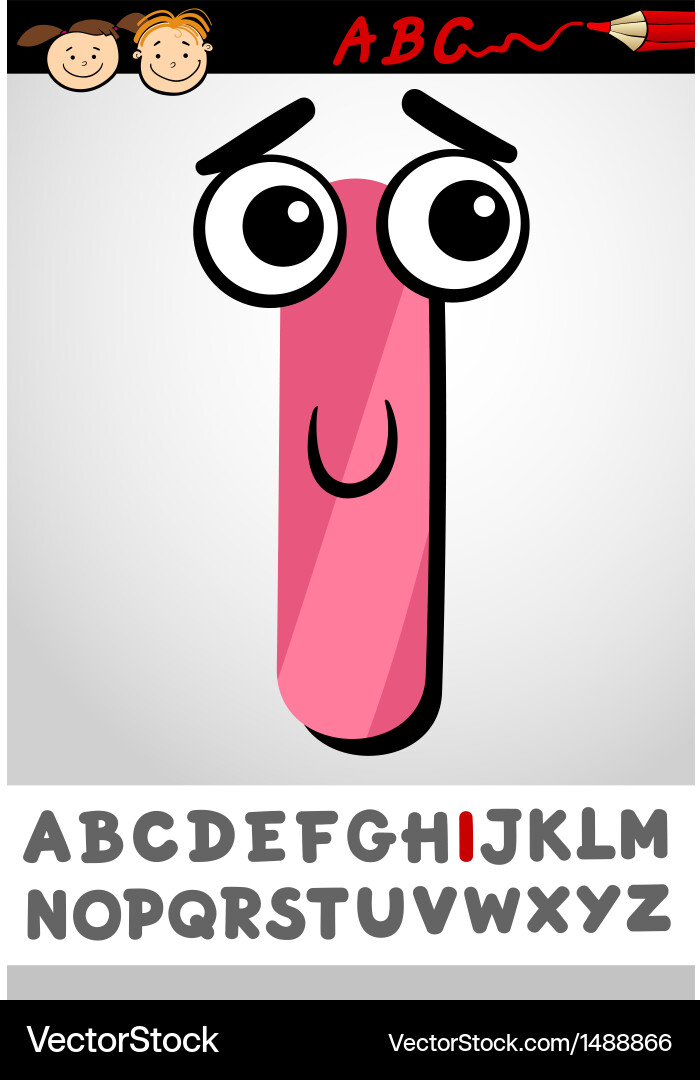 Funny letter i cartoon Royalty Free Vector Image