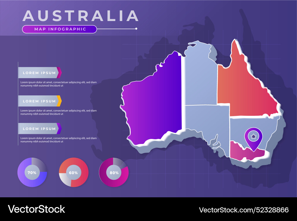 Gradient australia map infographic Royalty Free Vector Image