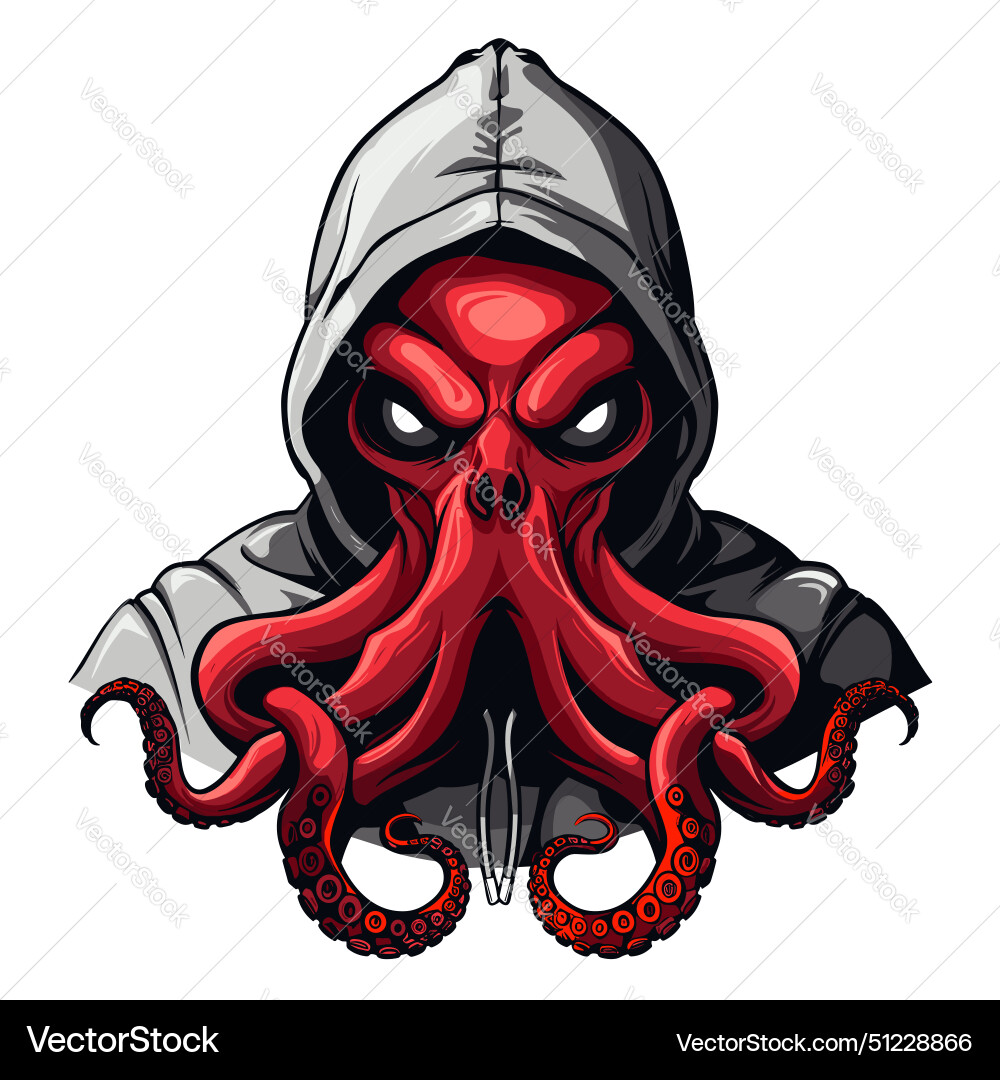 Hacker octopus in a sweater esport logotype icon Vector Image