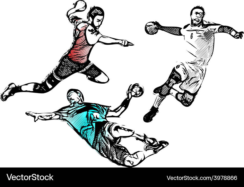Handball players Royalty Free Vector Image - VectorStock