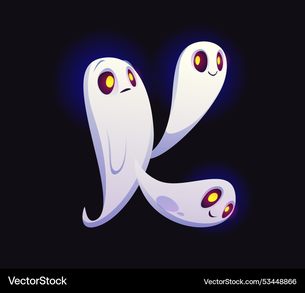 Letter k halloween ghost font scary horror type Vector Image