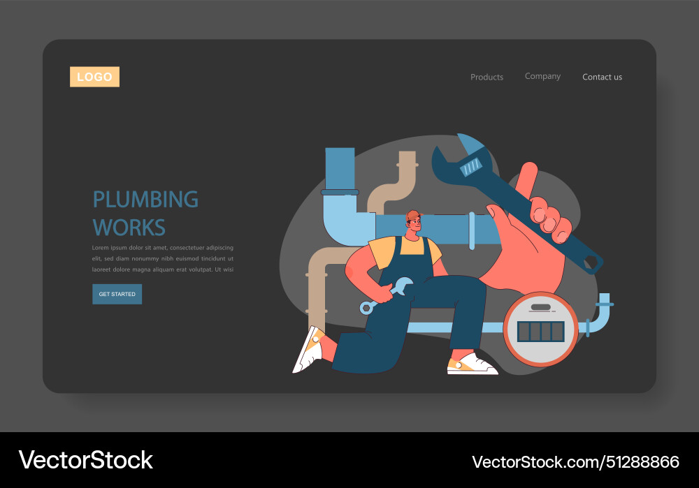 Plumbing works concept a skilled plumber Vector Image