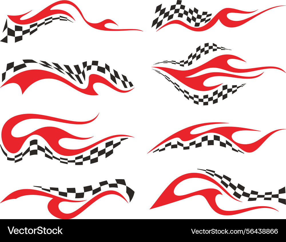 Racing flame designs with checkered flags Vector Image