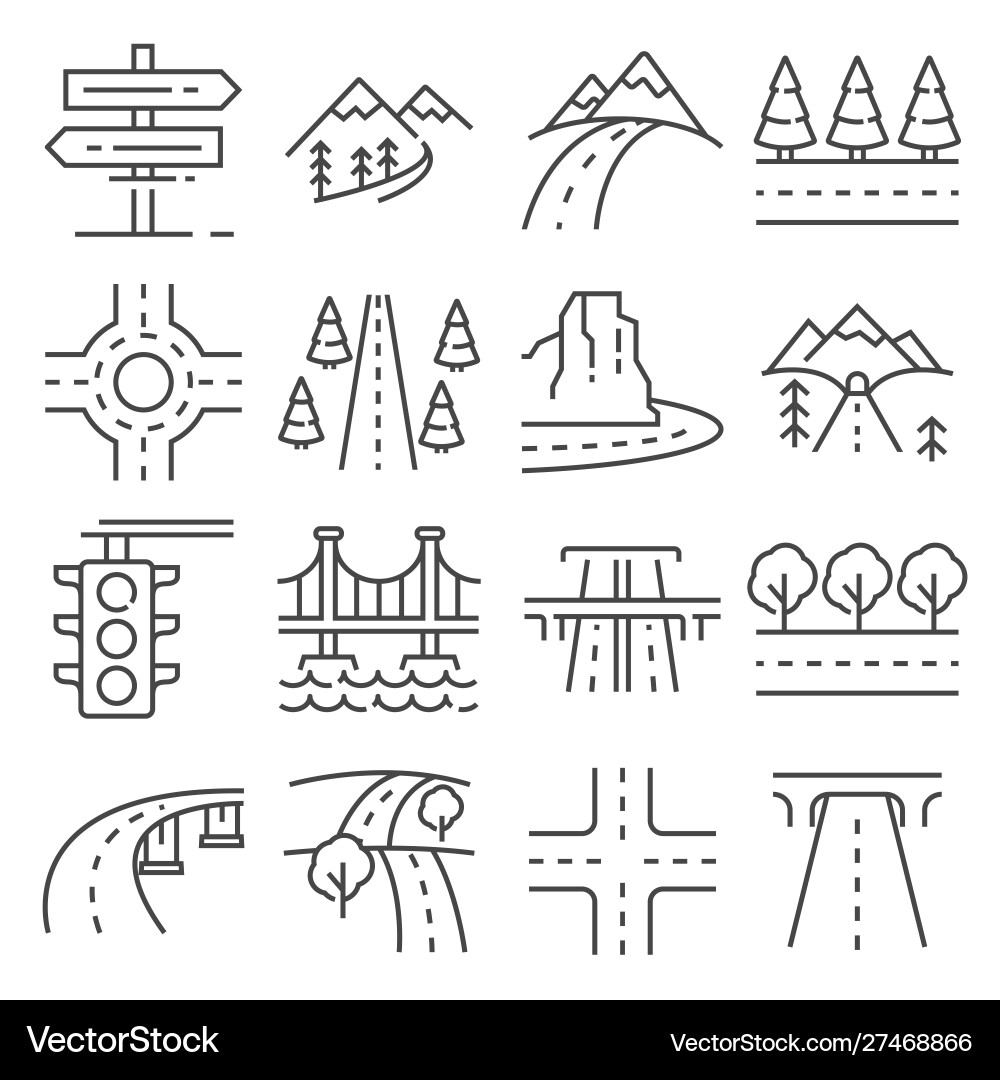 Road & Highway Icons Royalty Free Vector Image