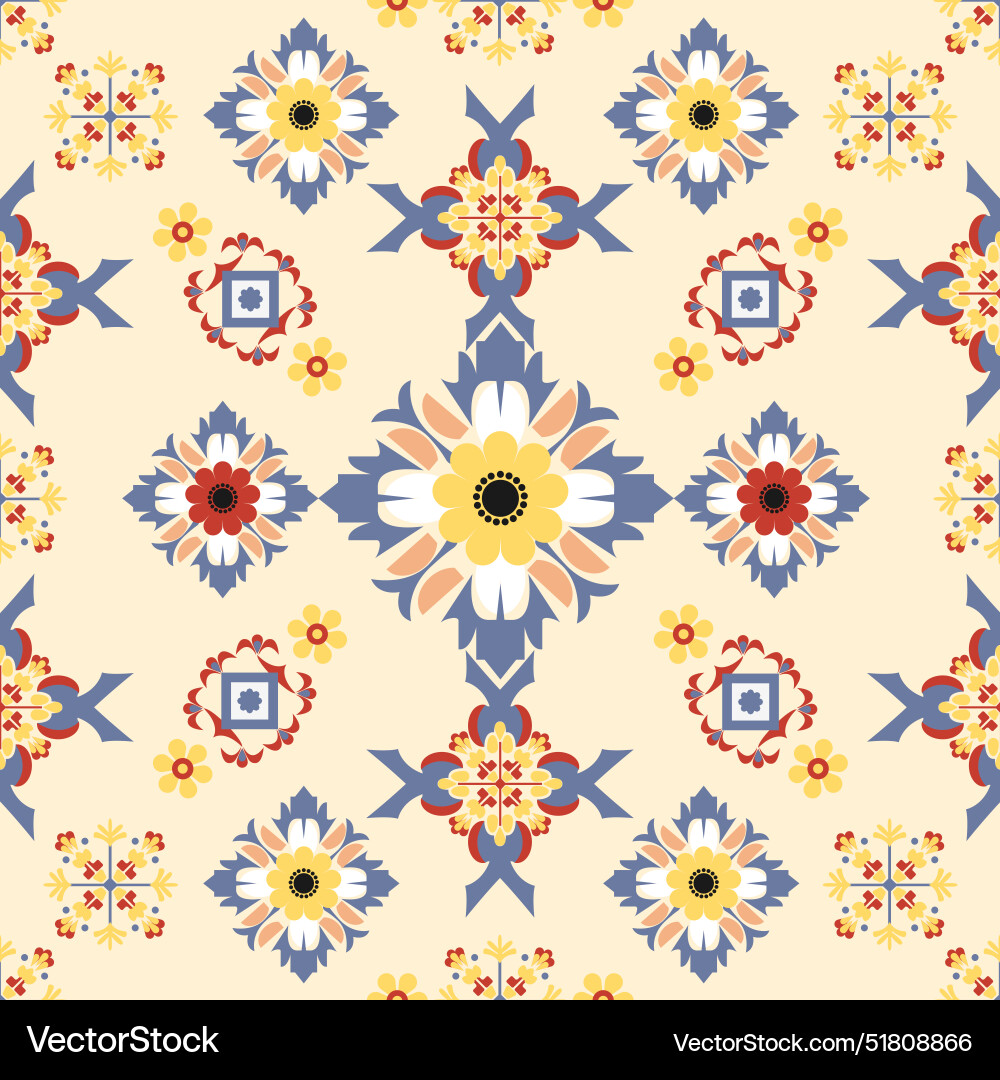 Seamless pattern native asia fabric a flower Vector Image