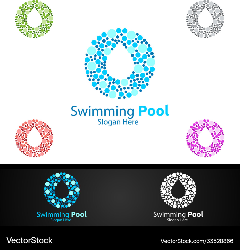 Swimming pool service logo with cleaning Vector Image