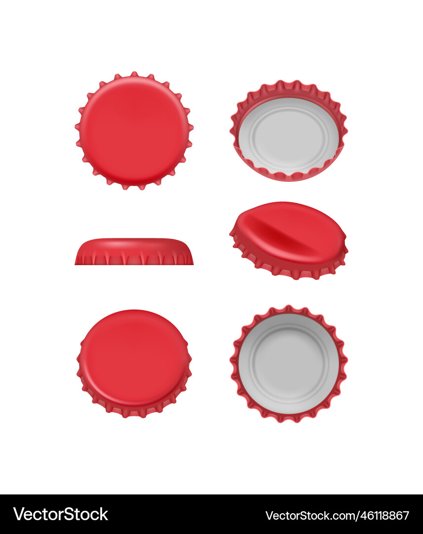 Beer caps set alcoholic drink bottles Royalty Free Vector