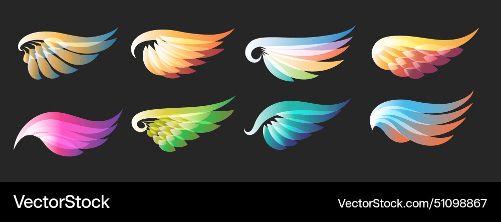 Colored cartoon wings Royalty Free Vector Image