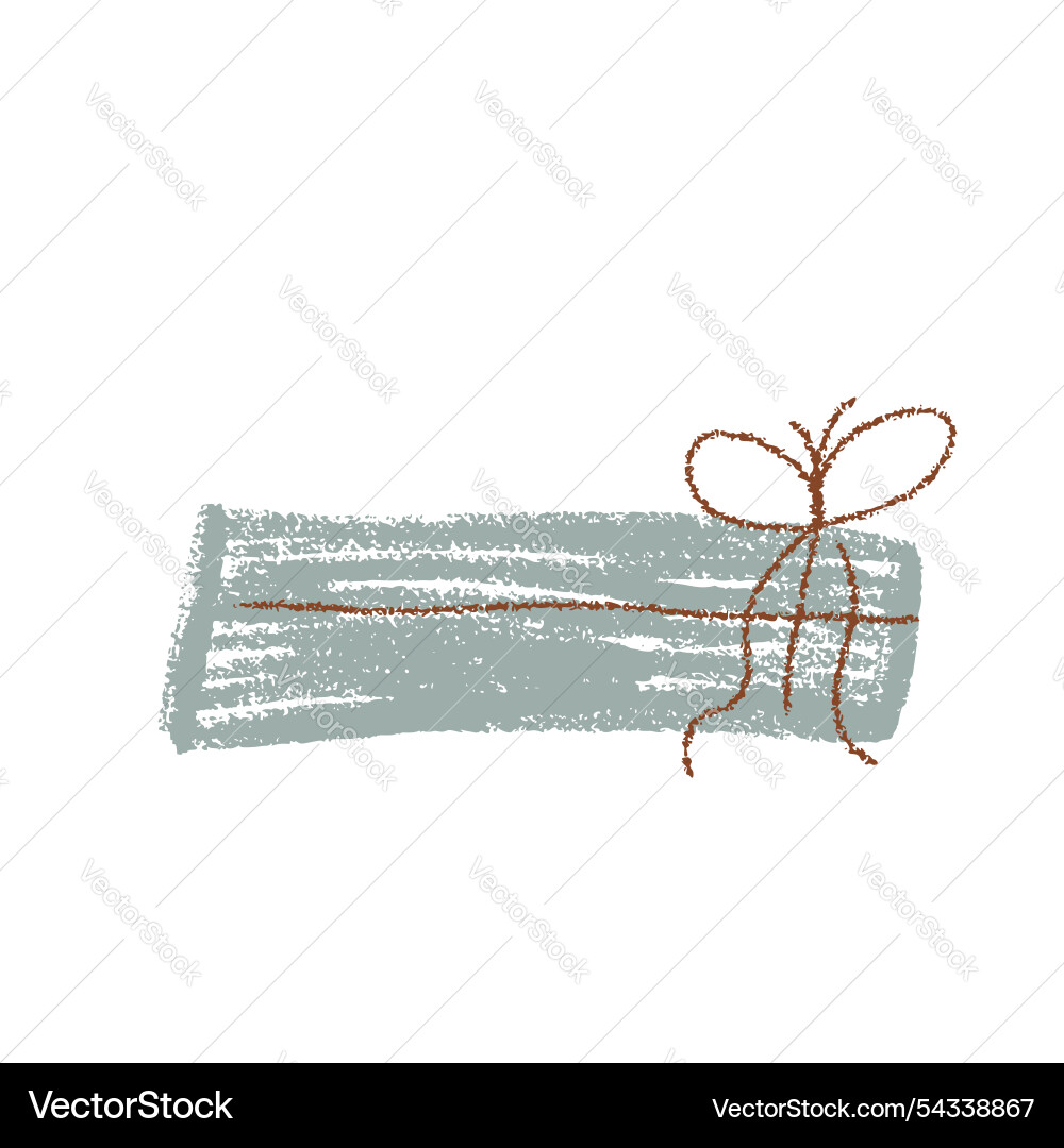 Crayon gift box festive chalk drawing present Vector Image