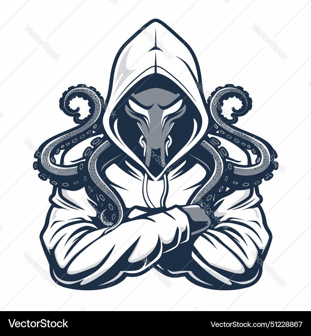 Hacker octopus in a sweater esport logotype icon Vector Image