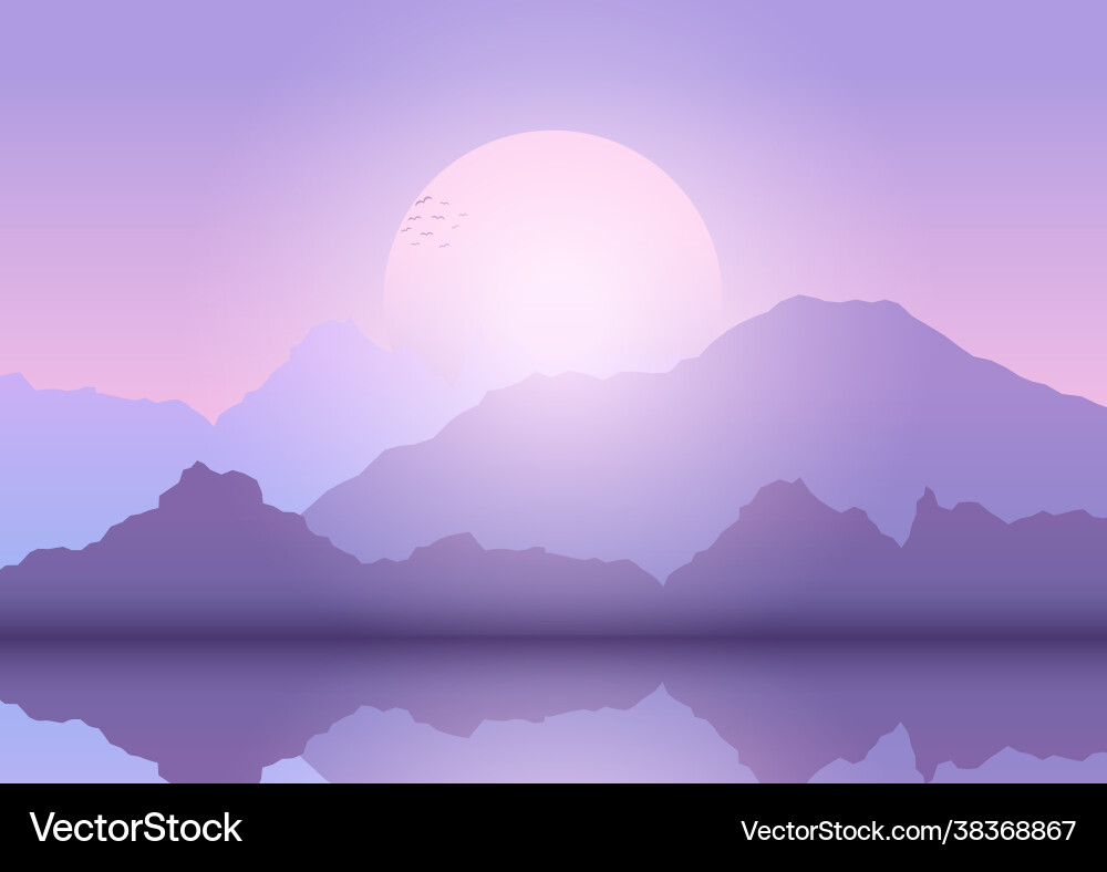 Landscape with mountains at sunset Royalty Free Vector Image