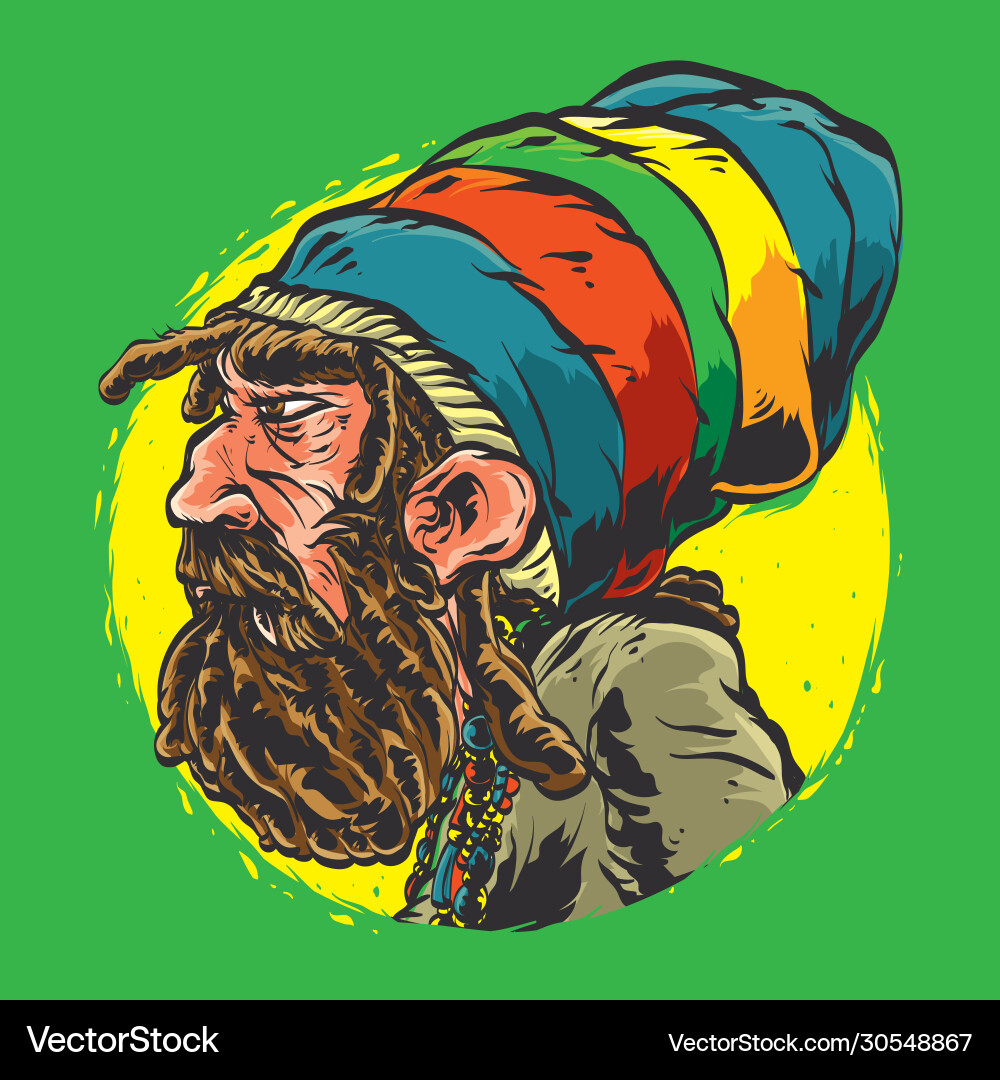 Rastaman head Royalty Free Vector Image - VectorStock