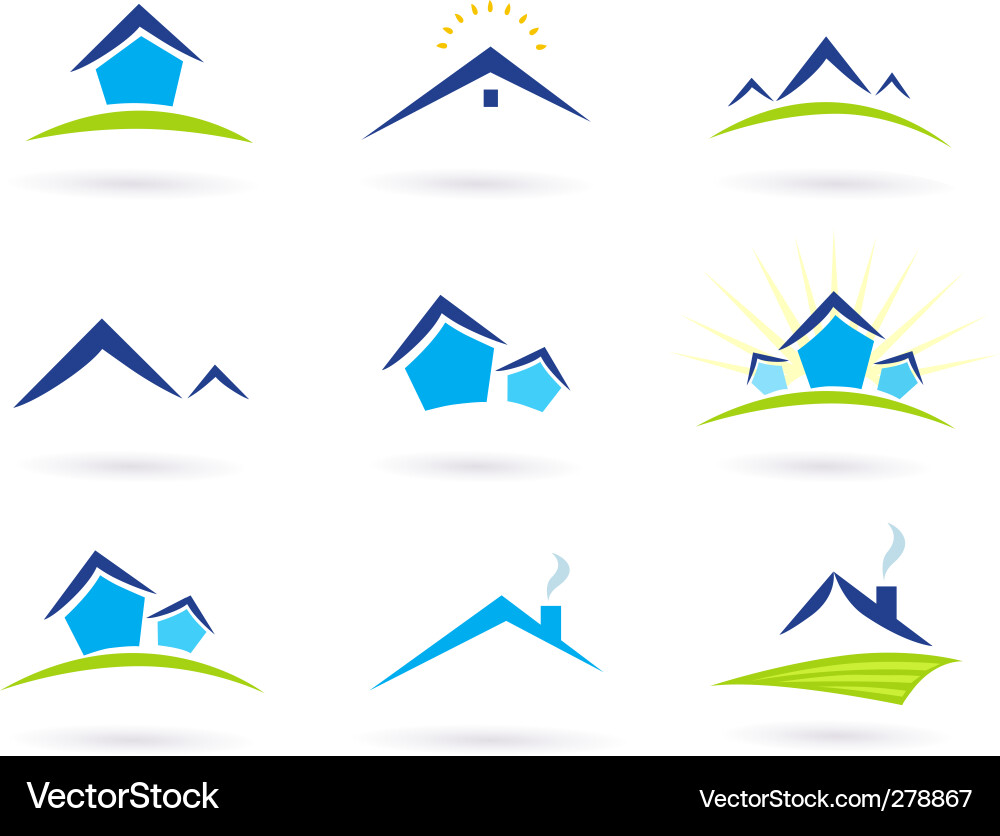 Real estate logo and icons Royalty Free Vector Image