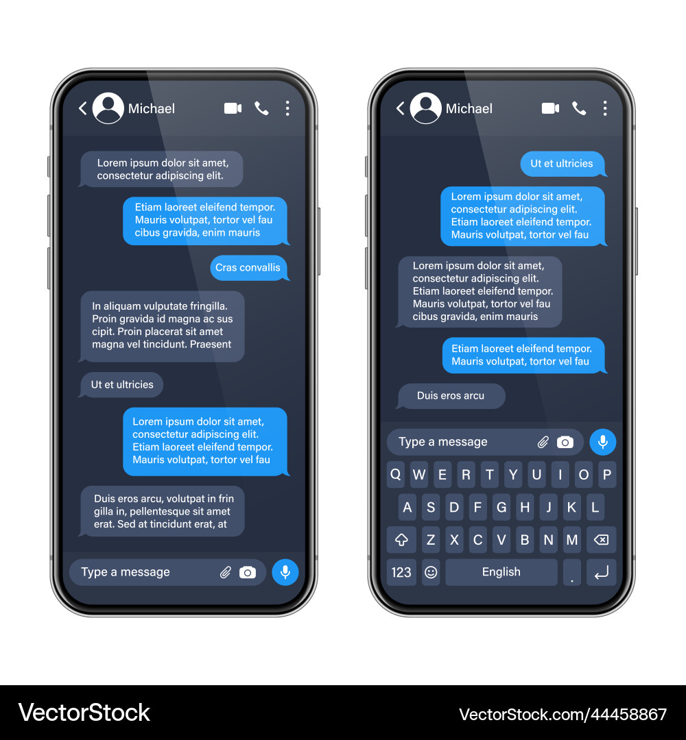 Realistic smartphone with messaging app sms text Vector Image