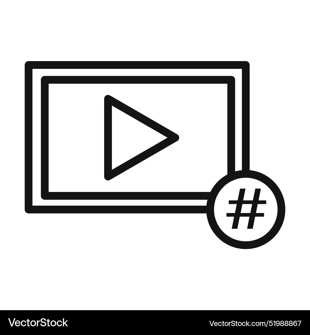 Video tag icon mark in filled style Royalty Free Vector