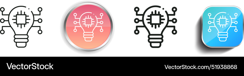 Bulb icon thin linear regular and button style Vector Image