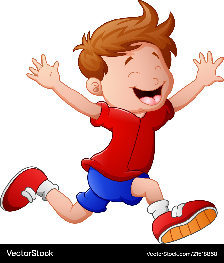 Cartoon little boy running Royalty Free Vector Image