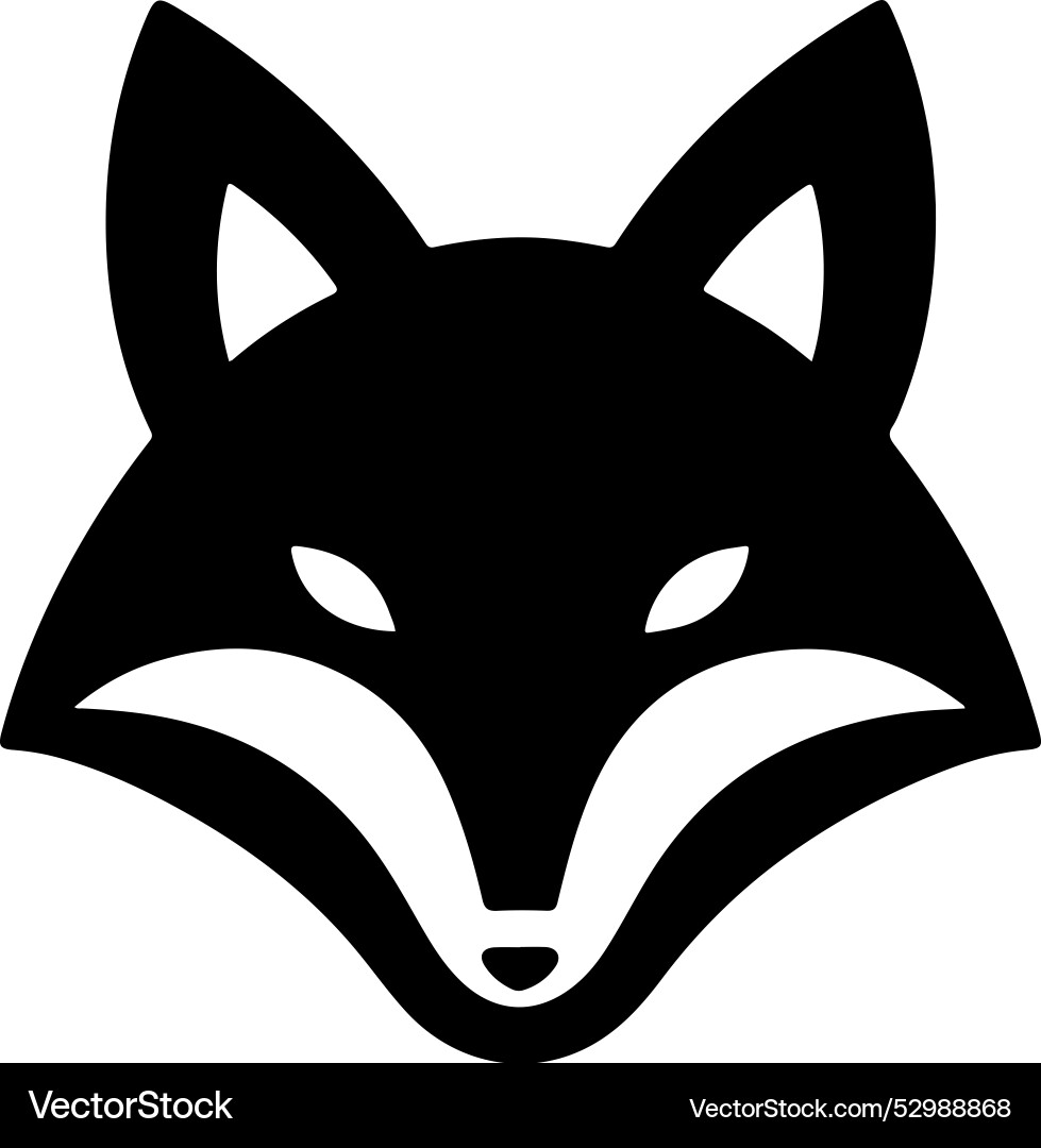Fox head silhouette black stoc Royalty Free Vector Image