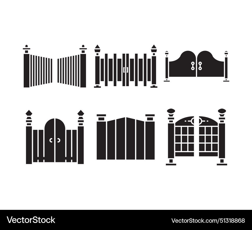 Gate and fence icons Royalty Free Vector Image