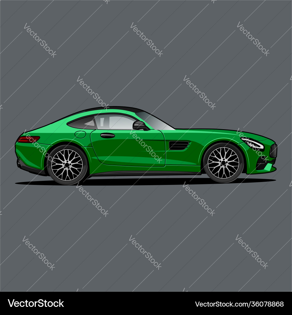 Green side view sport car Royalty Free Vector Image