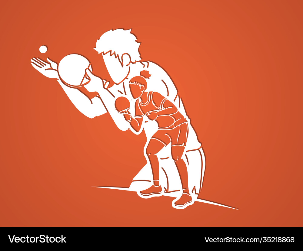 Group ping pong players table tennis Royalty Free Vector