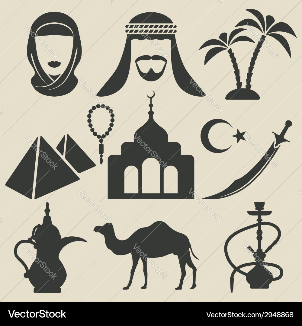 Islamic Icon Set - Arabic Symbols Royalty Free Vector Image