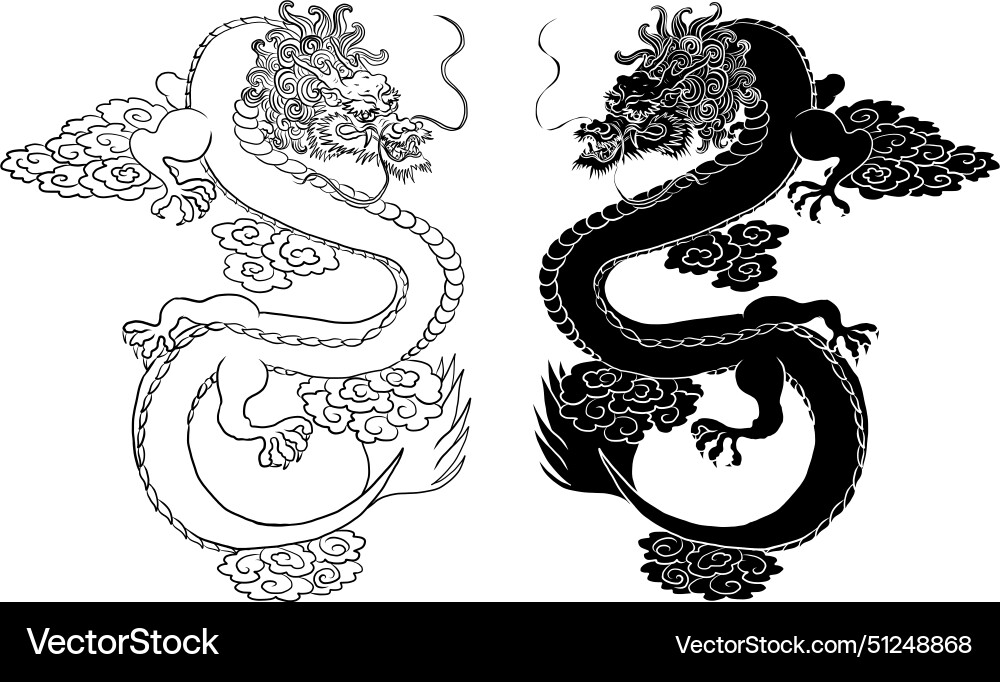 Japanese red dragon tattoo Royalty Free Vector Image