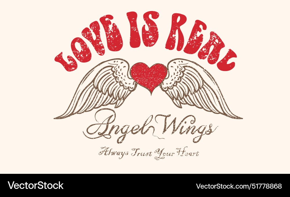 Love is real heart with eagle wing artwork Vector Image