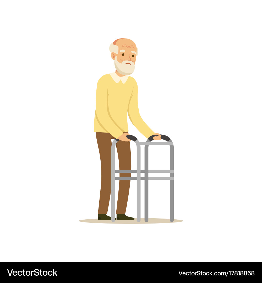 Male character old frail weak using walking Vector Image