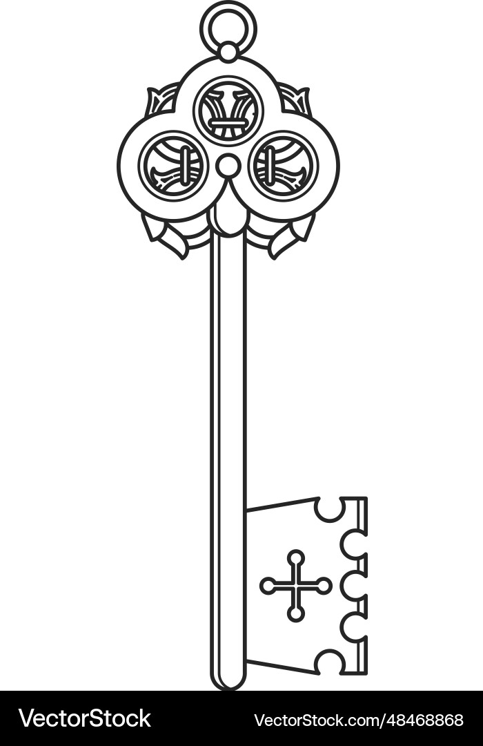 Medieval key drawing old metal wealth protection Vector Image