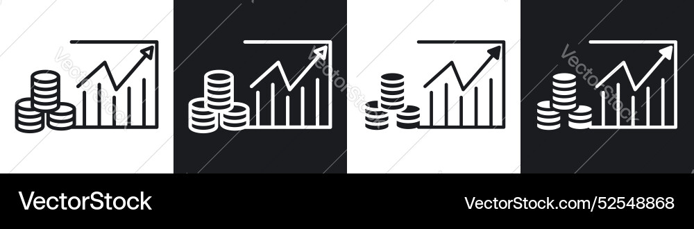 Money revenue graph thin line icon set Royalty Free Vector