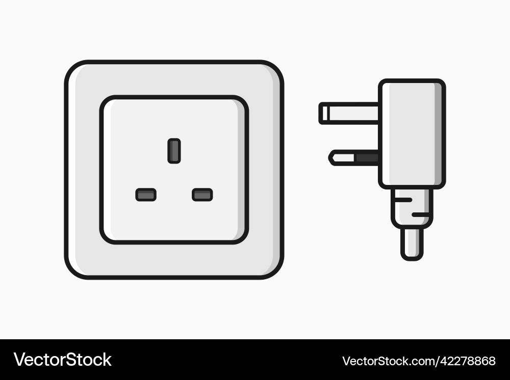 Power outlet plug british type g flat Royalty Free Vector