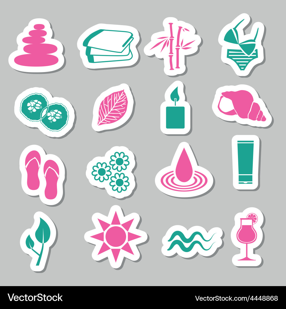 Spa stickers Royalty Free Vector Image - VectorStock