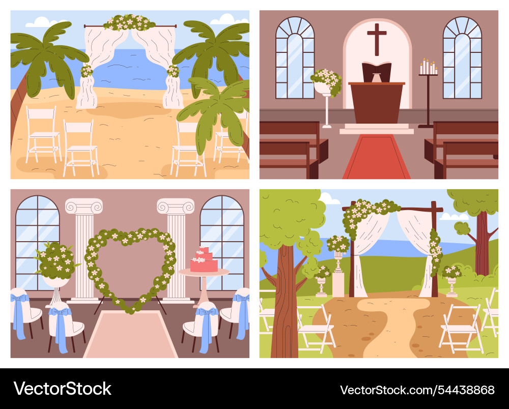 Wedding venue set floral Royalty Free Vector Image