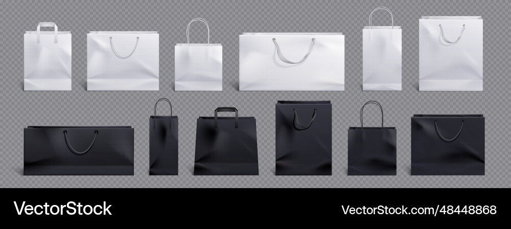 White and black paper bag handle mockup Royalty Free Vector
