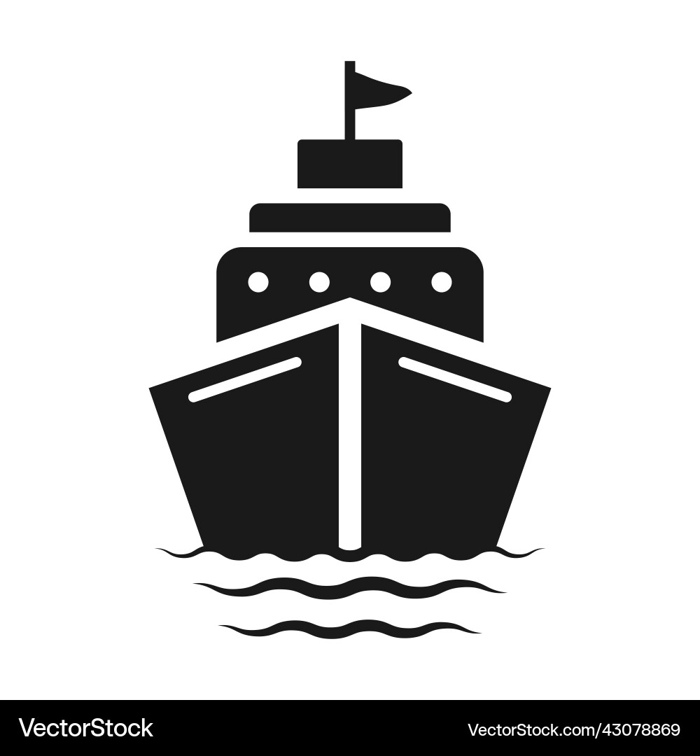 Cargo ship front view logo icon Royalty Free Vector Image