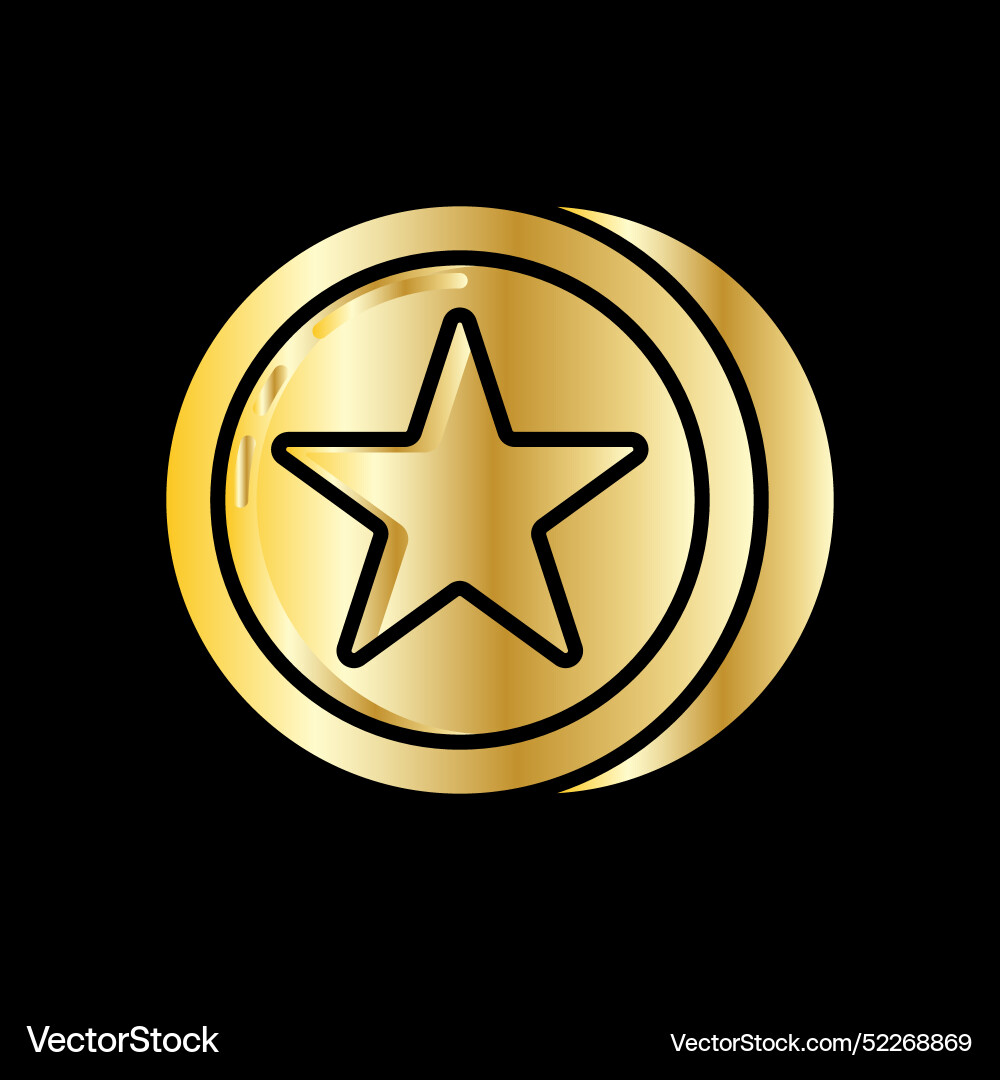 Coin game with star gold Royalty Free Vector Image
