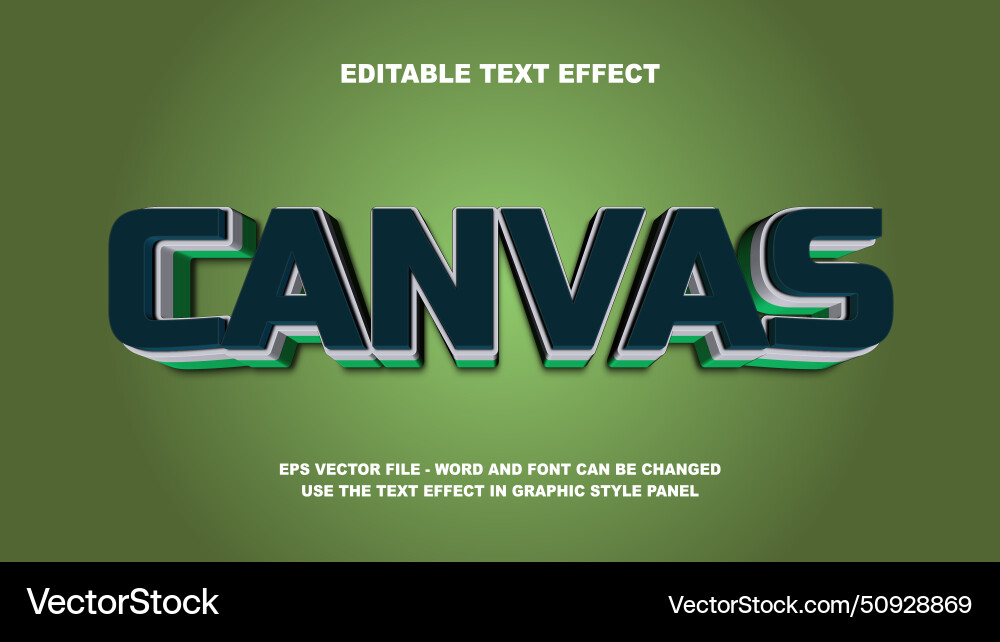 Editable text effect canvas 3d template Royalty Free Vector