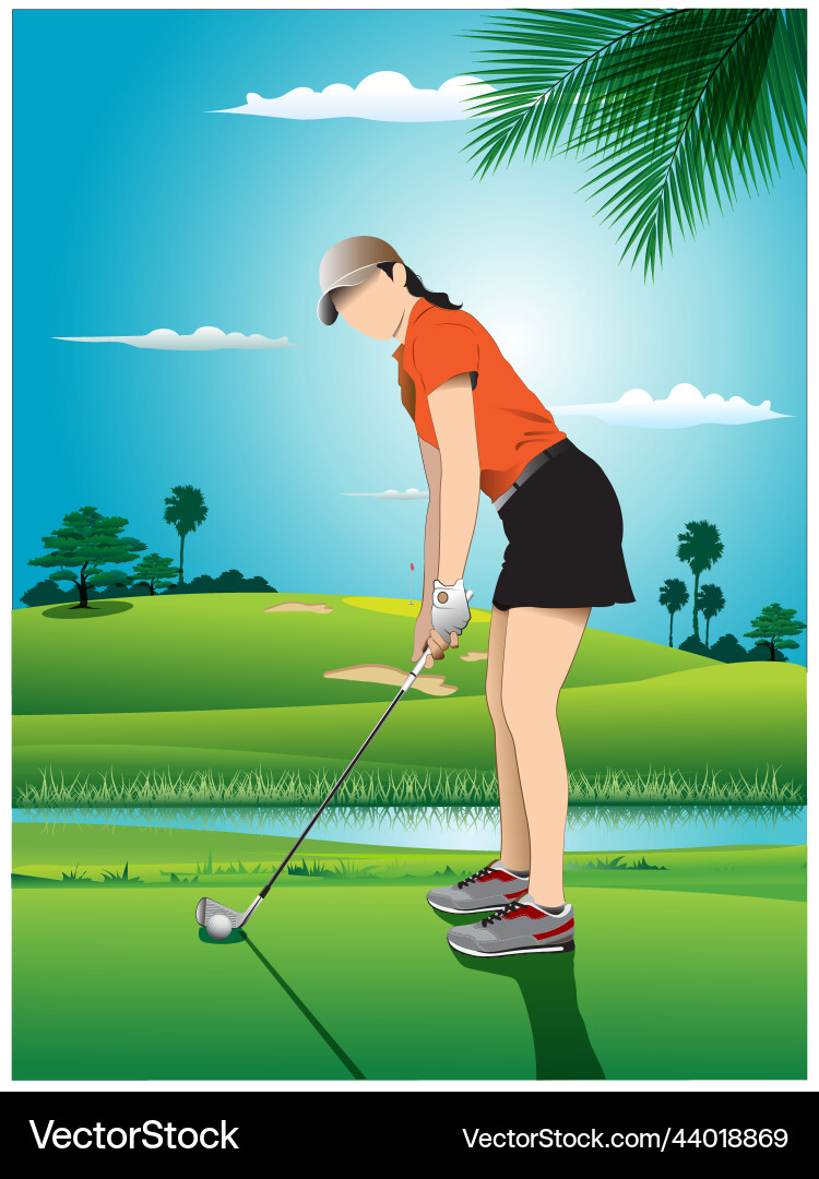 Female golfer playing Royalty Free Vector Image