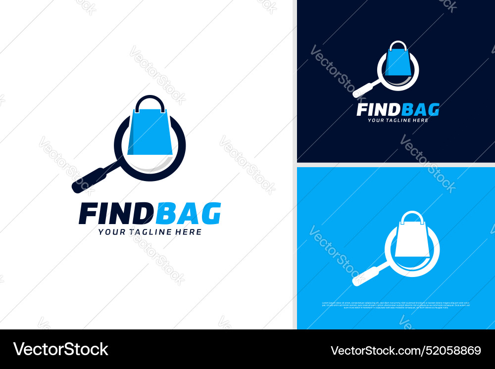Find bag shopping logo design template Royalty Free Vector