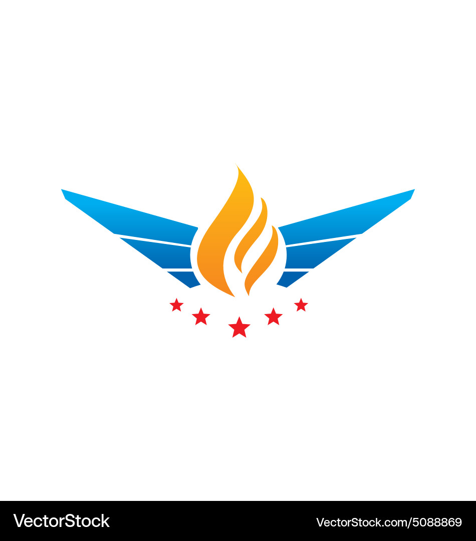 Fire wing abstract star logo Royalty Free Vector Image