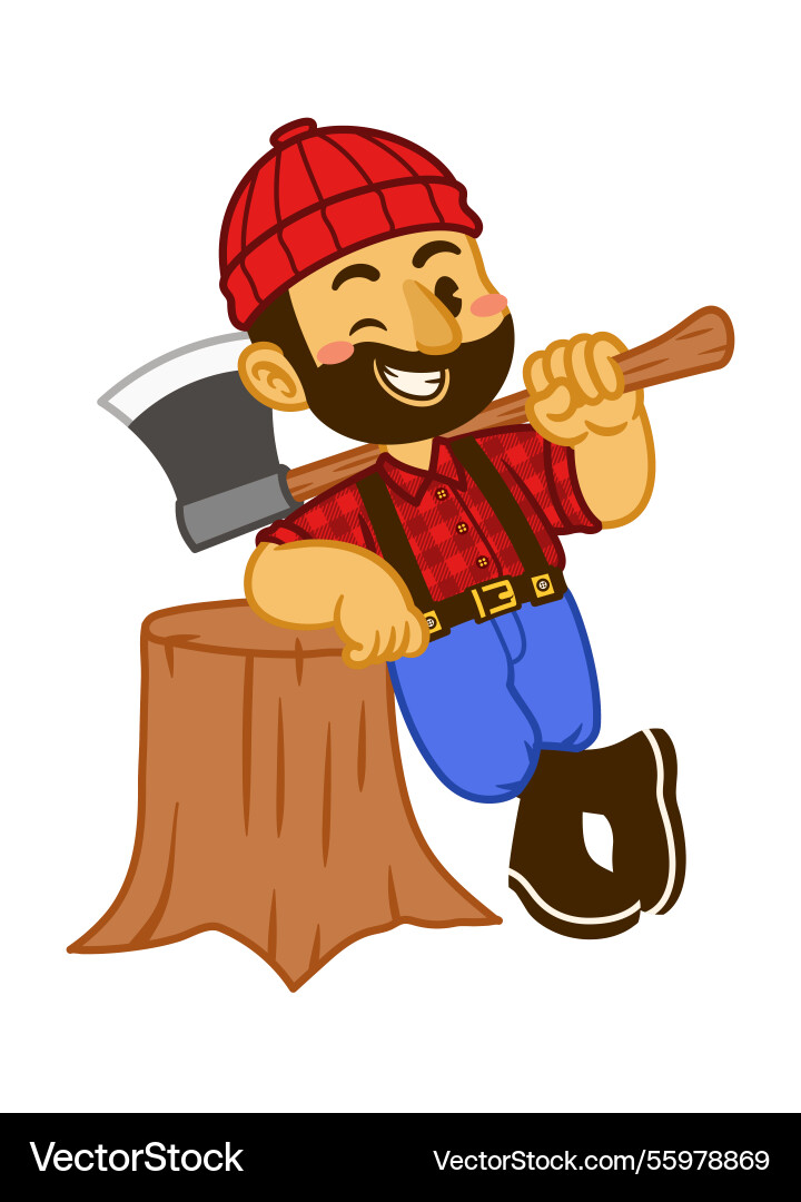 Happy lumberjack cartoon mascot Royalty Free Vector Image