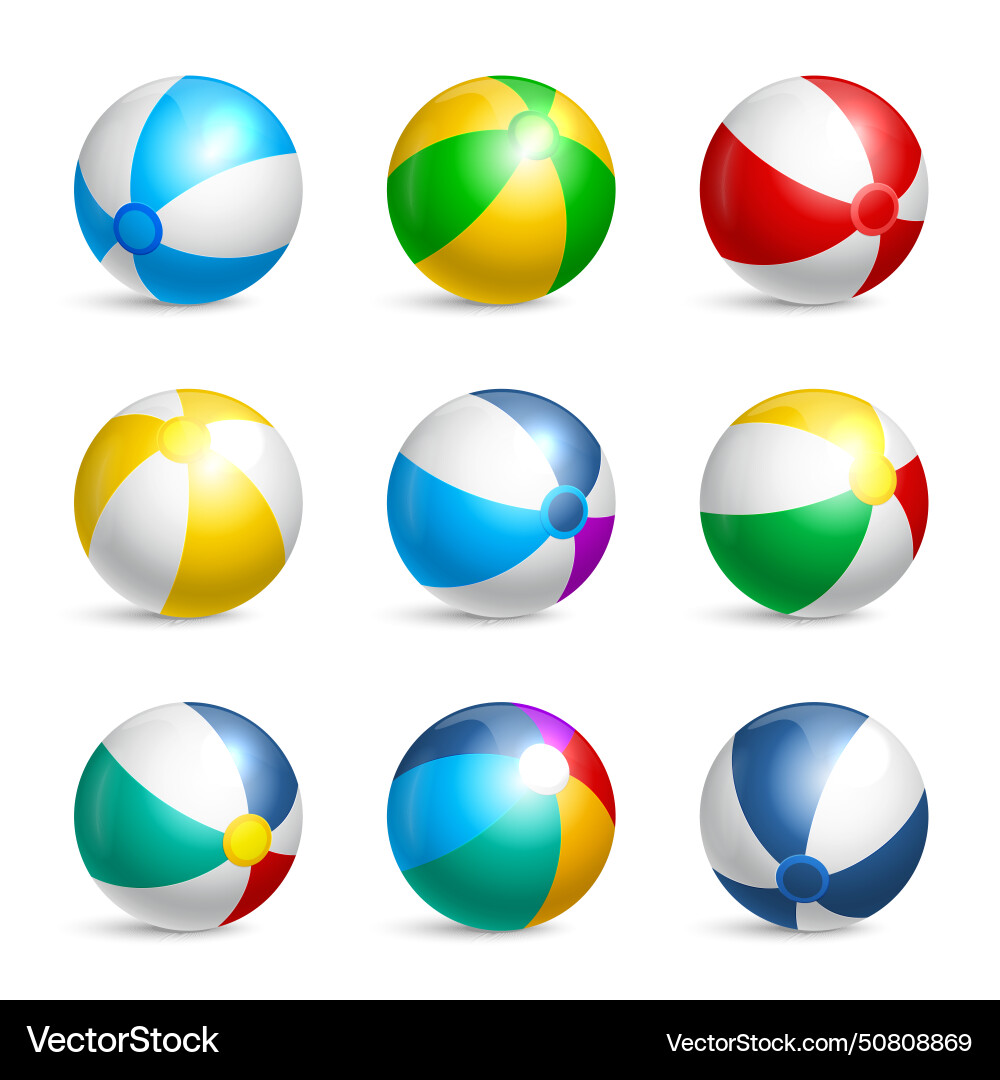 Realistic beach ball icon set Royalty Free Vector Image