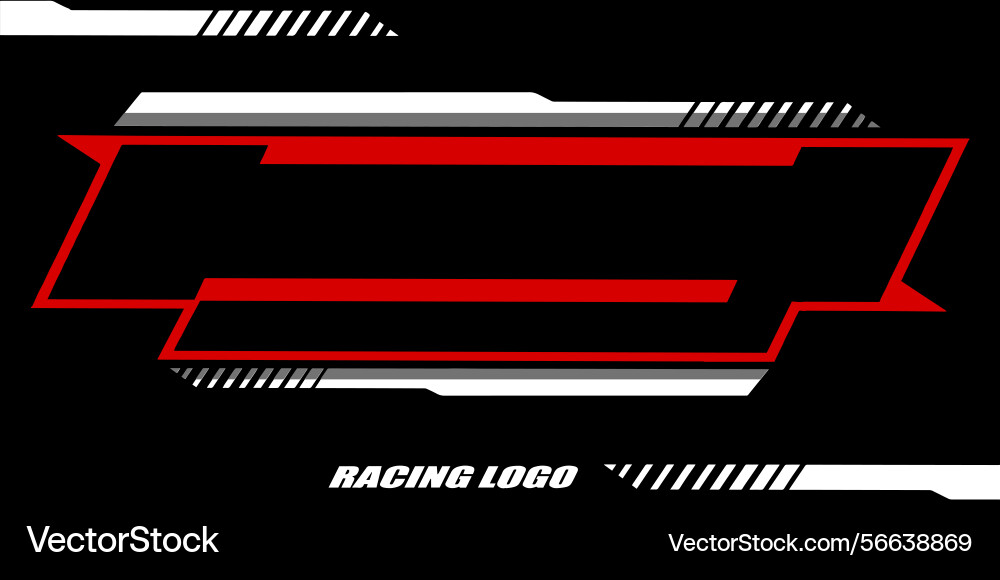 Red racing logo with grey strip Royalty Free Vector Image