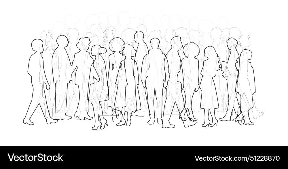 Abstract people silhouettes thin line draw Vector Image