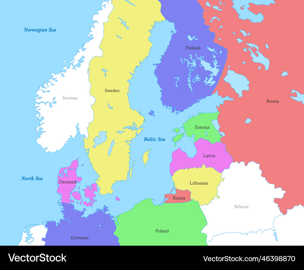 Baltic Sea Countries Map Royalty Free Vector Image