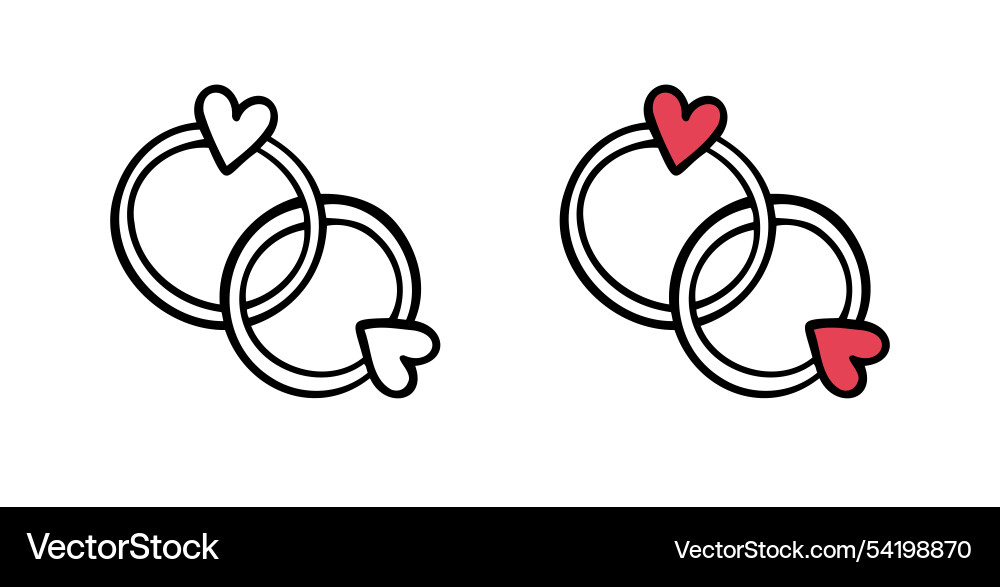 Bonded wedding rings doodle hand drawn icon Vector Image