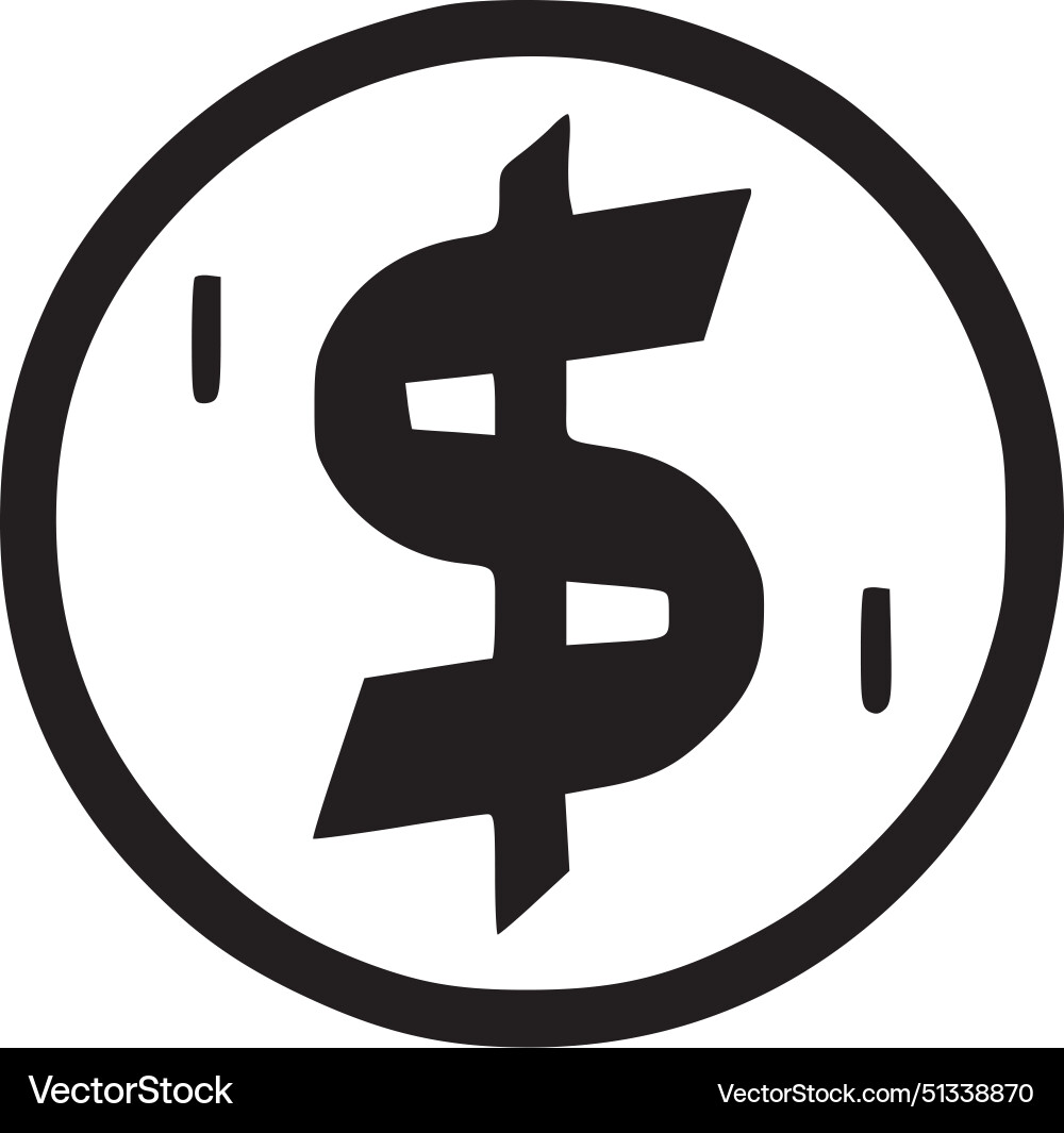 Dollar - minimalist and flat logo Royalty Free Vector Image